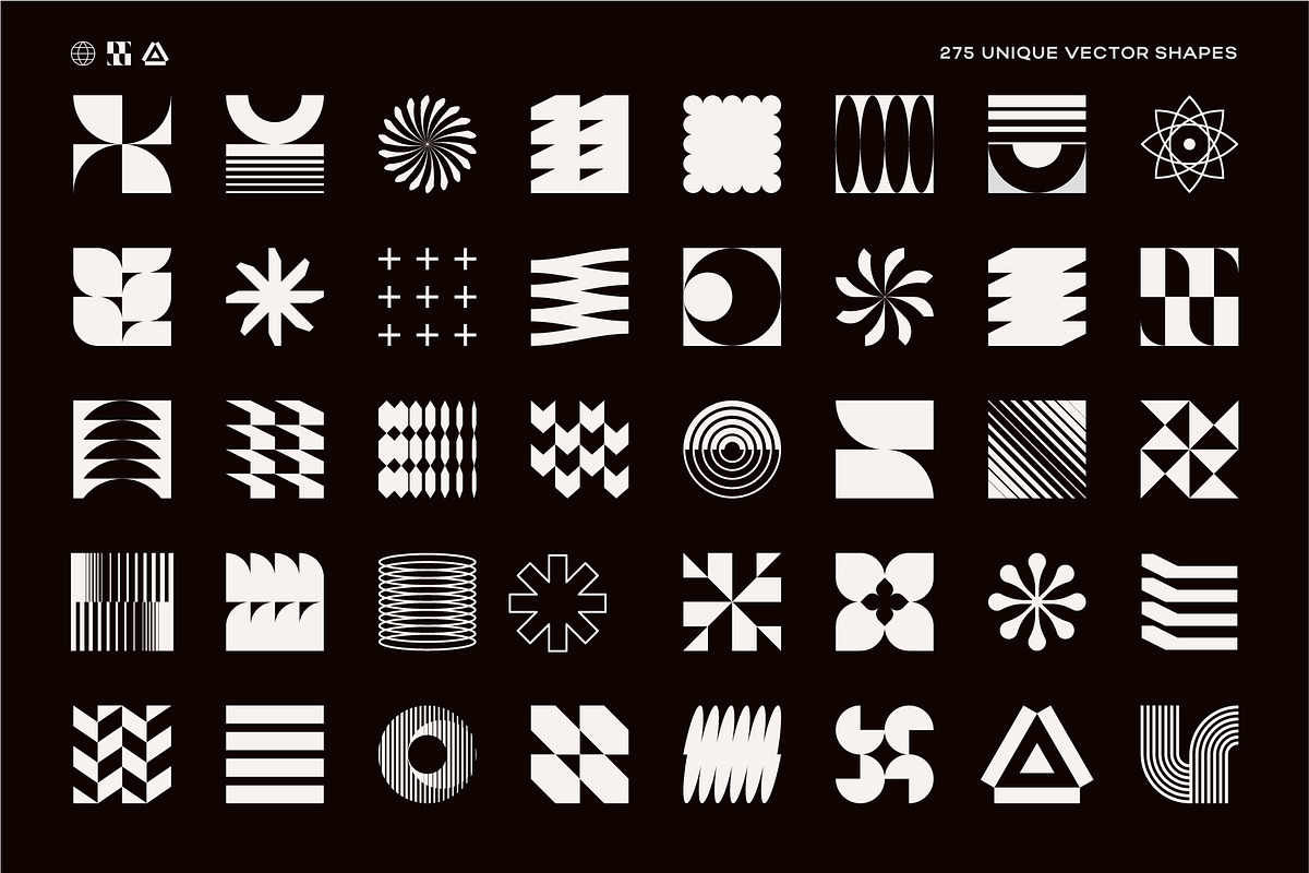 275 Modern Geometric Vector Elements, an Object Graphic by Vecster