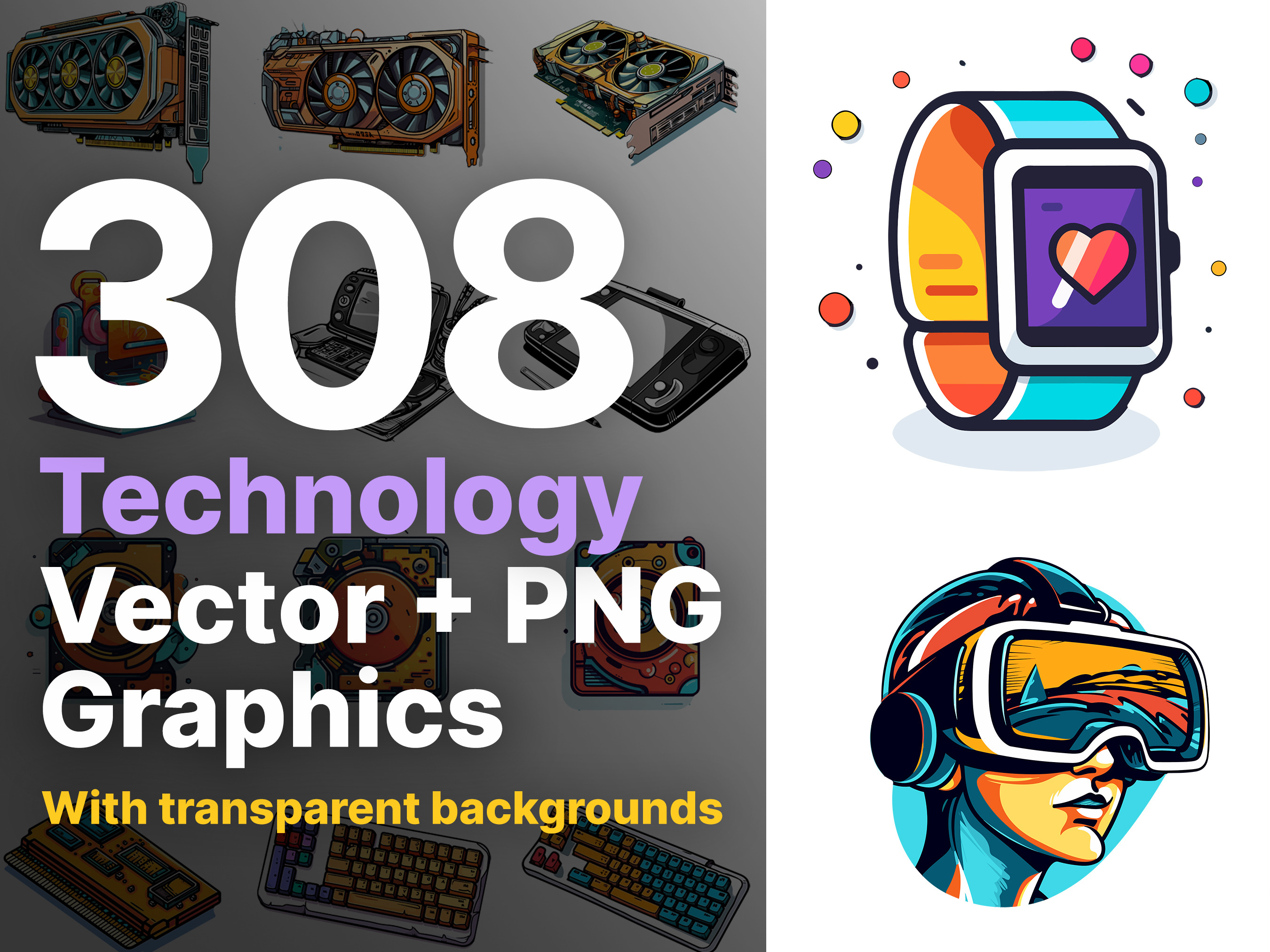 308 Vector + PNG Technology Graphics, a Technology Illustration by ...