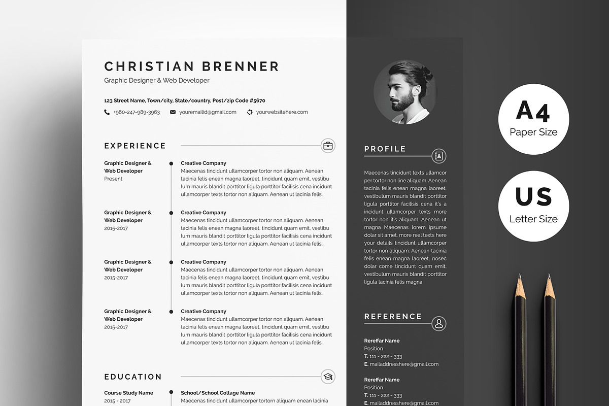 Modern Resume & Cover, a Resume Template by White Graphic