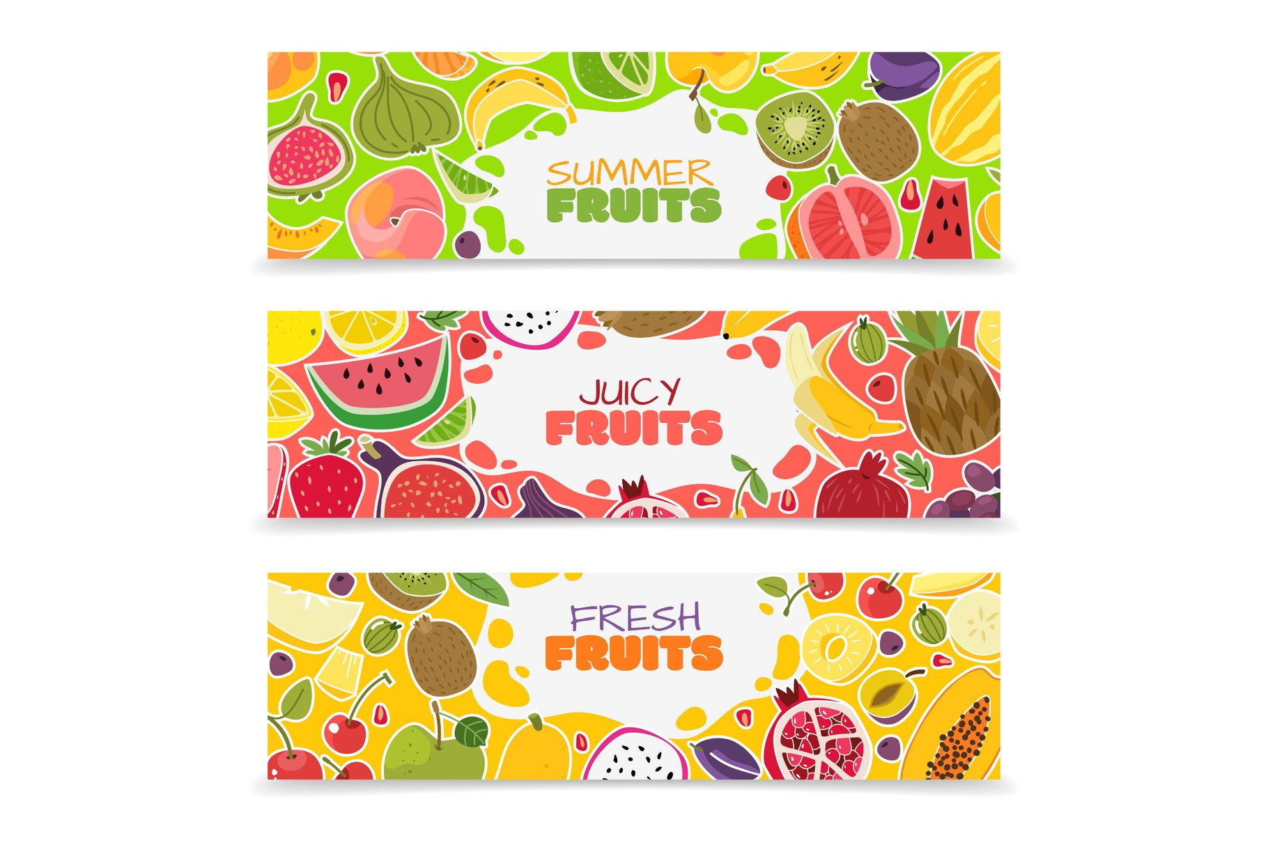 Fruits banners. Colorful fruit, a Food Illustration by YummyBuum