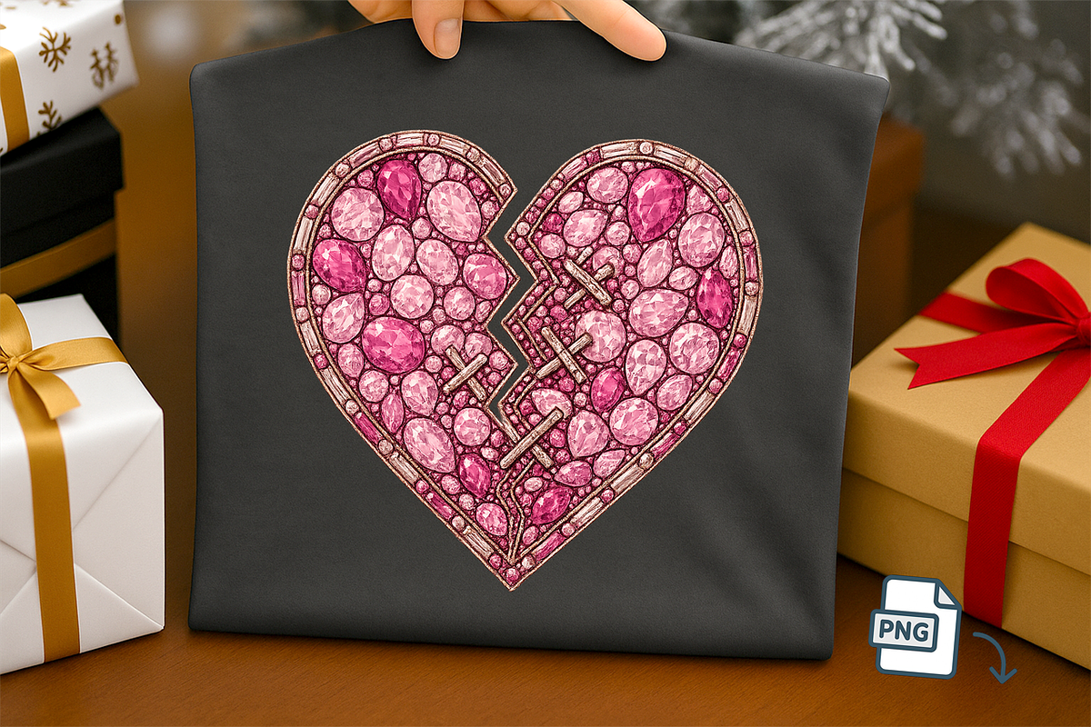 Faux Rhinestone Mended Heart PNG