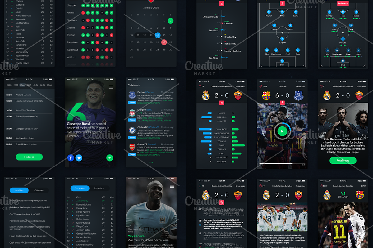 Football App UI Set, an UI Kit Template by Filip Korzycki