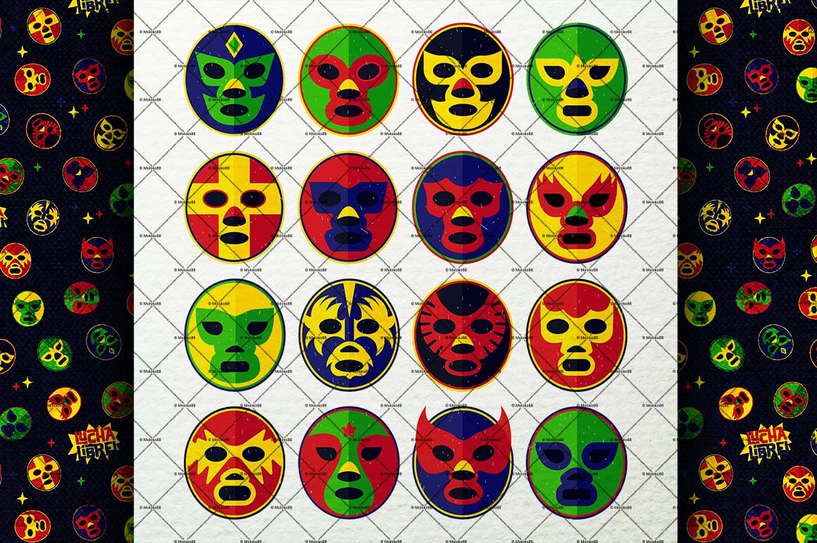 Wrestling Masks Set, a Person Illustration by Moloko88