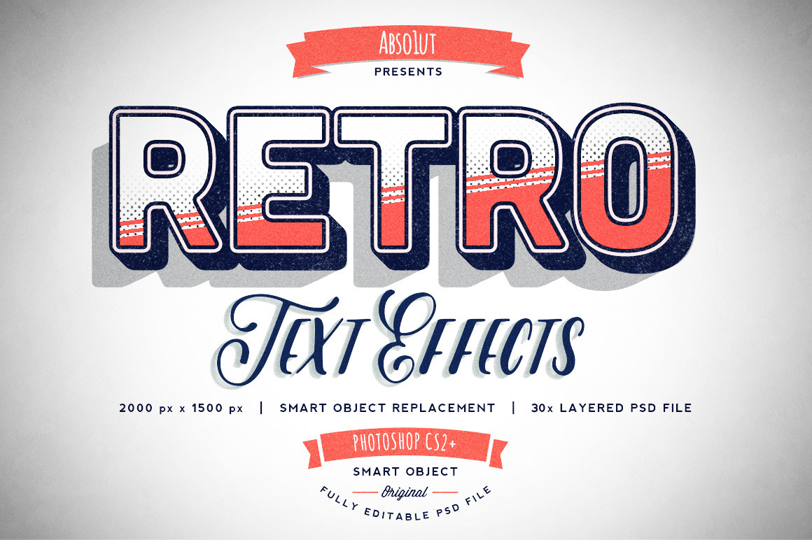 30 Retro Vintage Text Effects, a Layer Style Add-On by Ivan Rosenberg