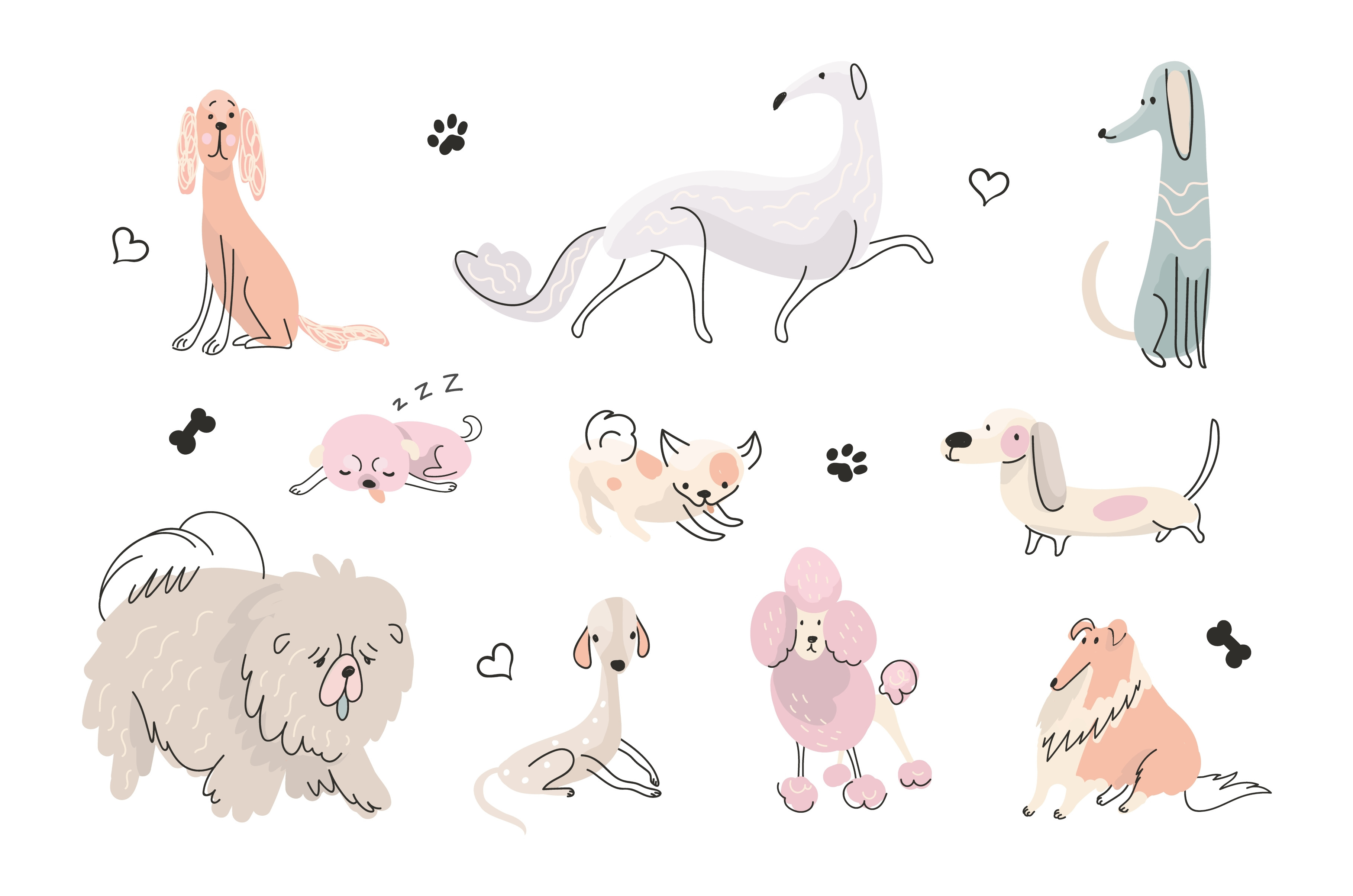 Doodle cute puppy. Active dog, a Background Graphic by Valerie Bodnar