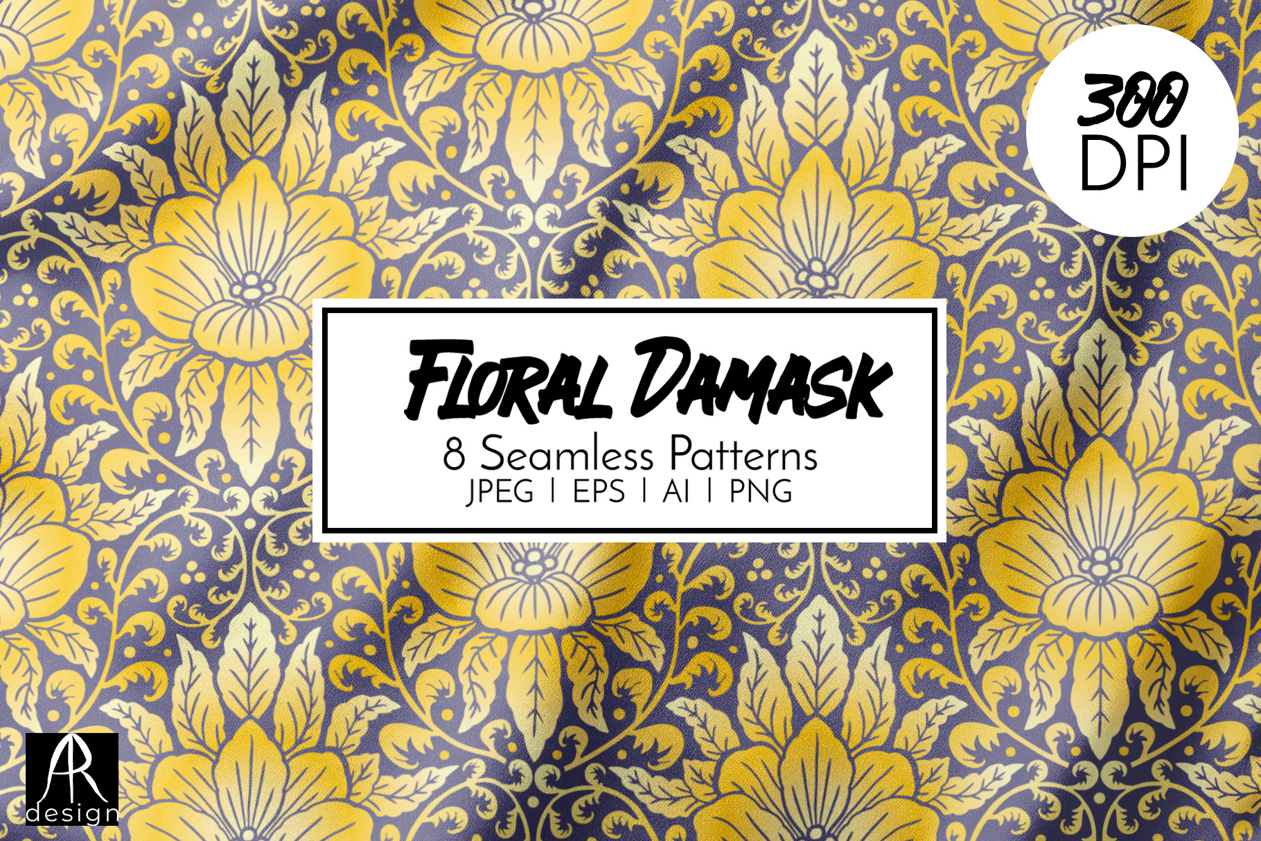 Hibiscus Floral Damask Patterns Bundle | Creative Market