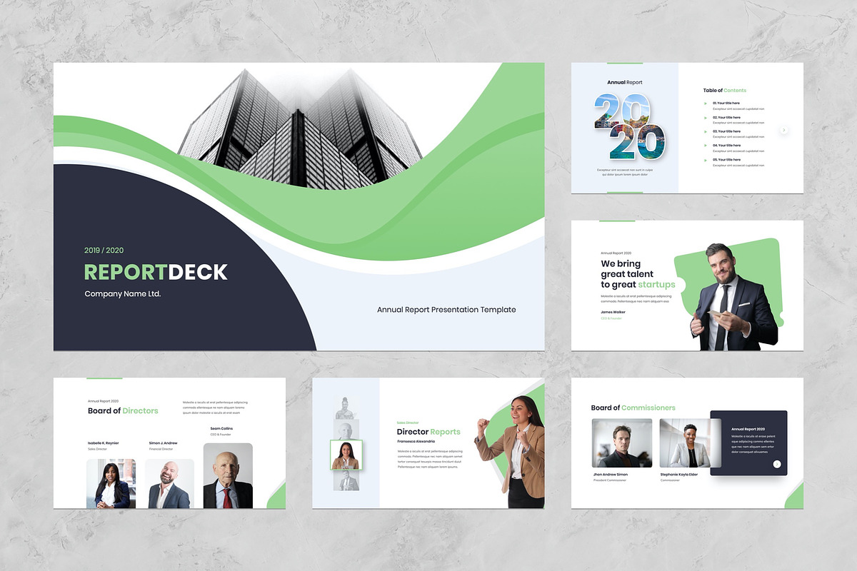 Business Report Powerpoint Template, a Presentation Template by Flat Icons