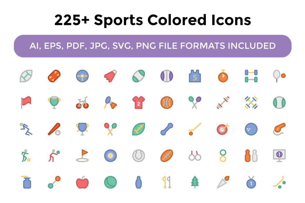 225+ Sports Colored Icons, an Icon by Vectors Market