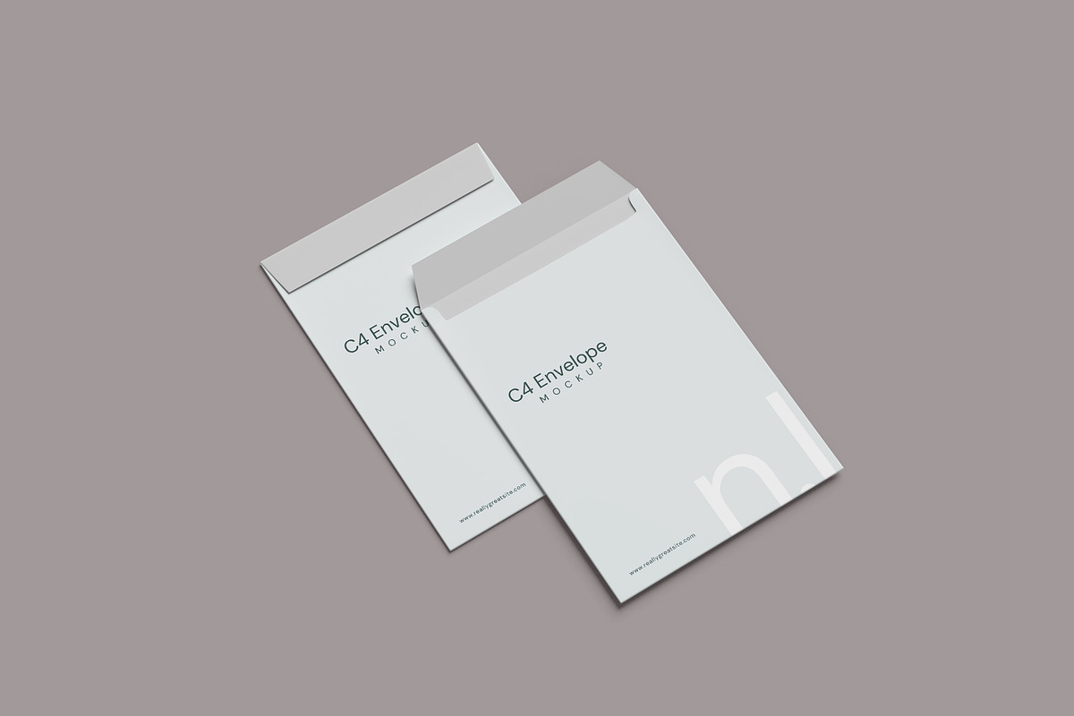 C4 Envelopes Mockup, a Print Template by Pexelcorner