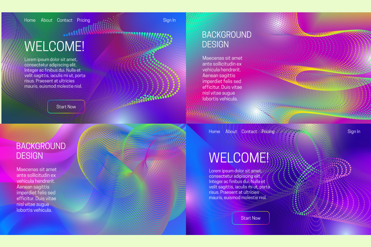 Beautiful vibrant backgrounds kit, an Illustration by Guten Tag Vector