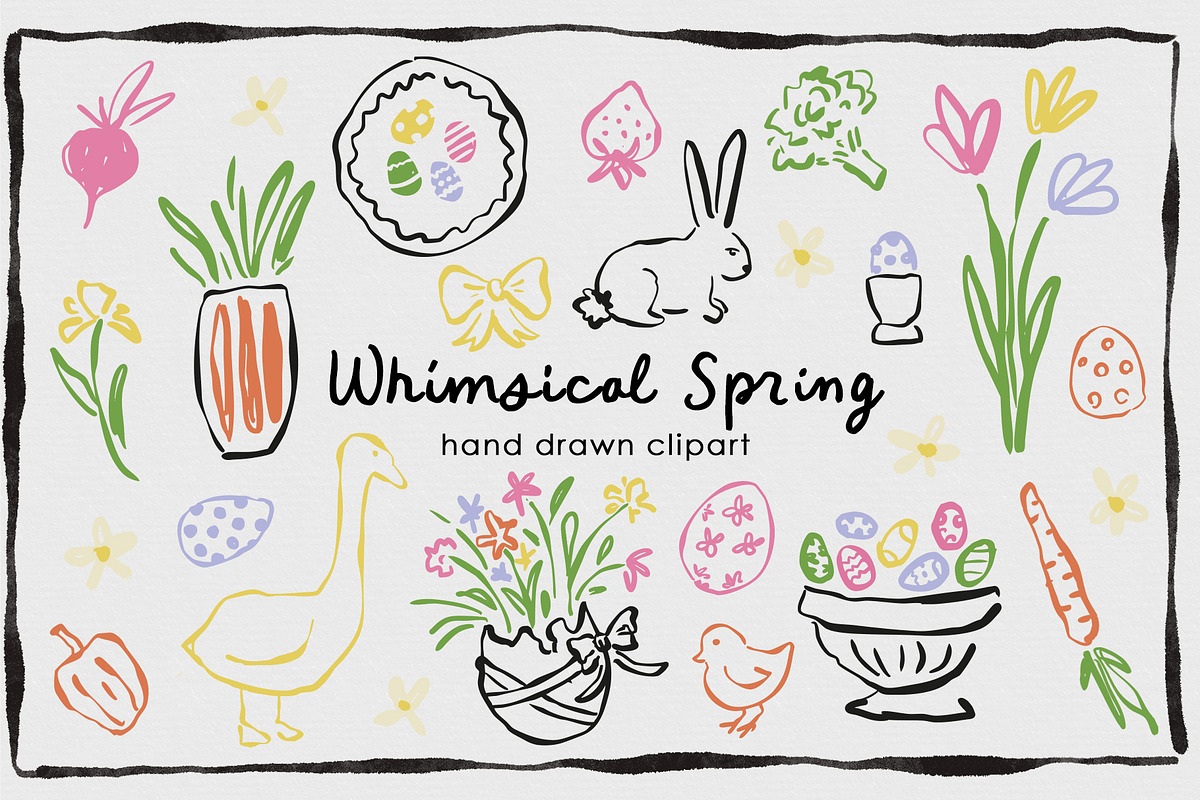 Whimsical Spring Illustration Clipart