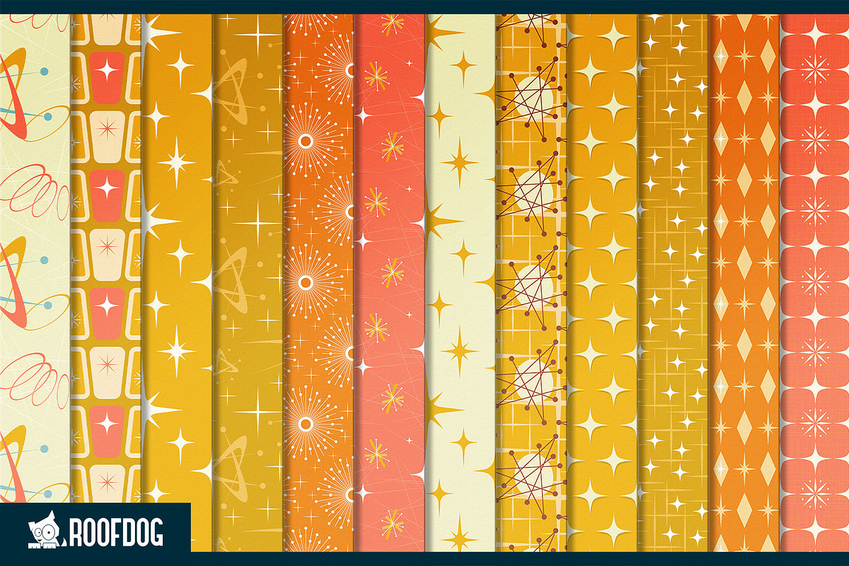 1950s retro atomic style starbursts, a Texture Graphic by Roofdog Design