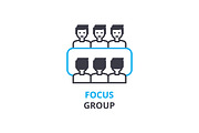Focus group concept , outline icon, linear sign, thin line pictogram ...