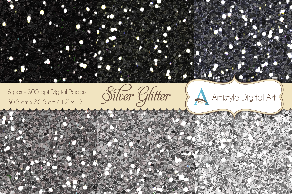 Glitter Silver-Digital Papers, a Texture Graphic by Amistyle Digital Art