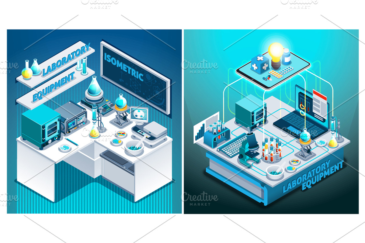Laboratory Isometric Set, an Education Illustration by Macrovector ...
