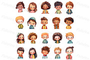 Cartoon Kids Faces Children Avatars, a Person Illustration by Bubert Art