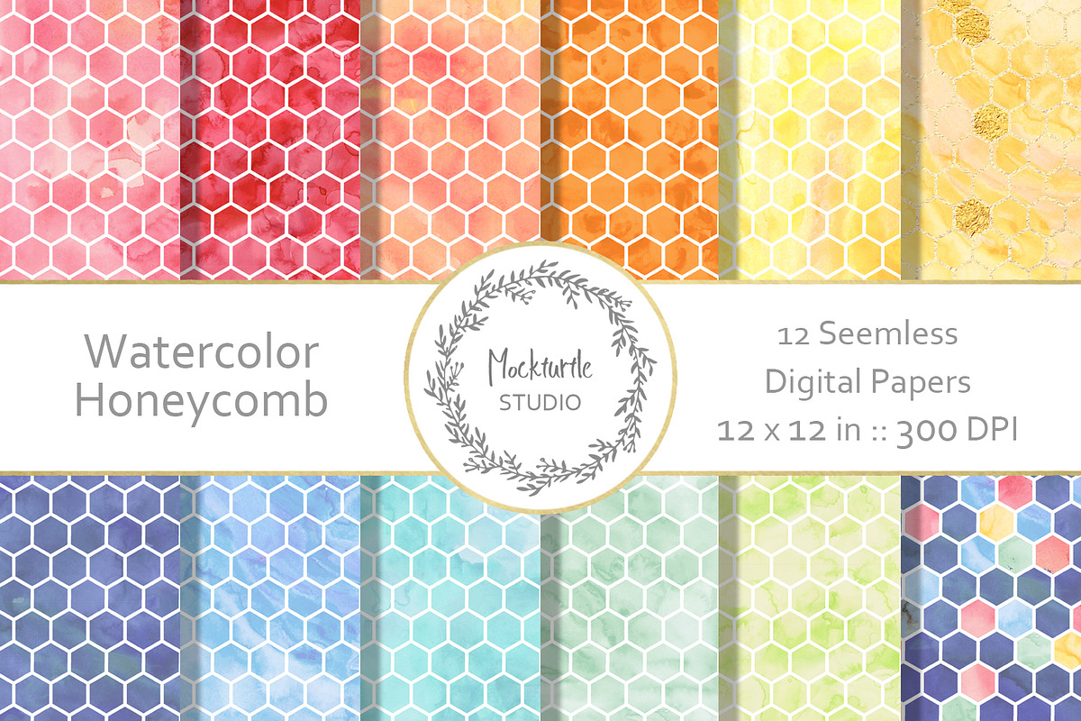 Honeycomb digital paper, a Pattern Graphic by MockTurtleStudio
