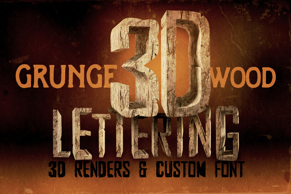 Grunge Wood - 3D Lettering + Font, a Font by MIIM