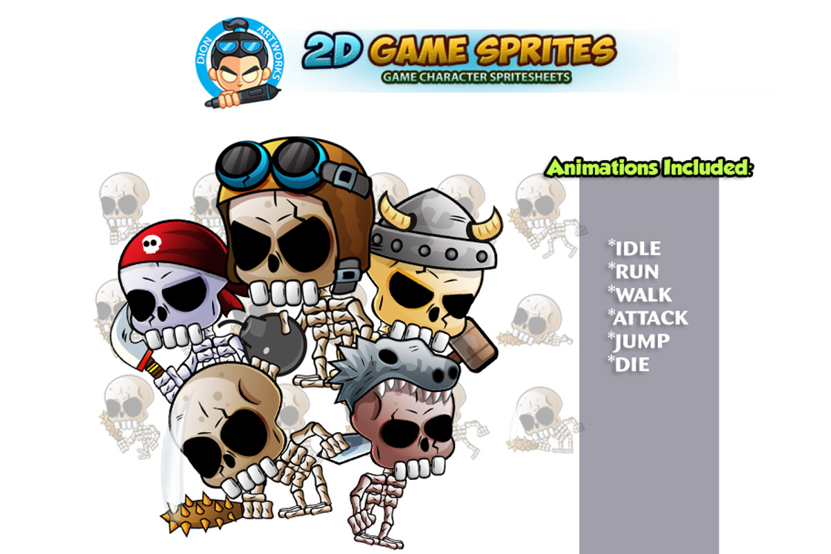 Skull Warriors 2D game Sprites, an Illustration by DionArtworks ...