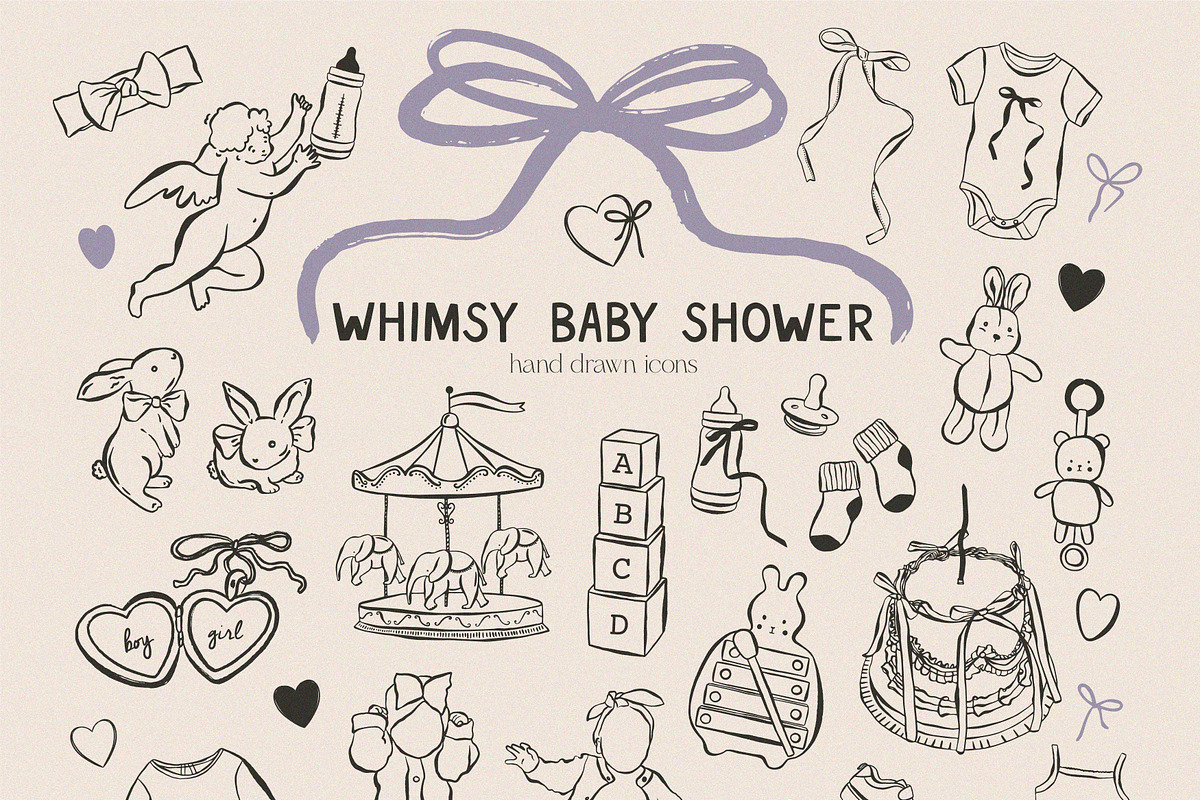 Whimsy Baby Shower icons, an Object Graphic by lokko studio