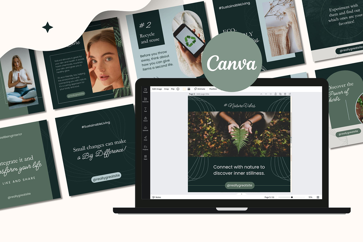 100 Natural Canva Templates, a Templates & Theme by TemplateCastleStore