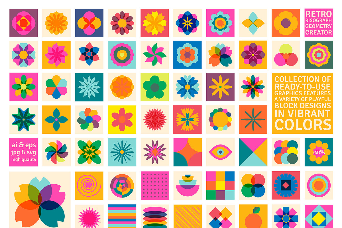 Retro Risograph Geometry Creator, an Object Graphic by Julia Dreams