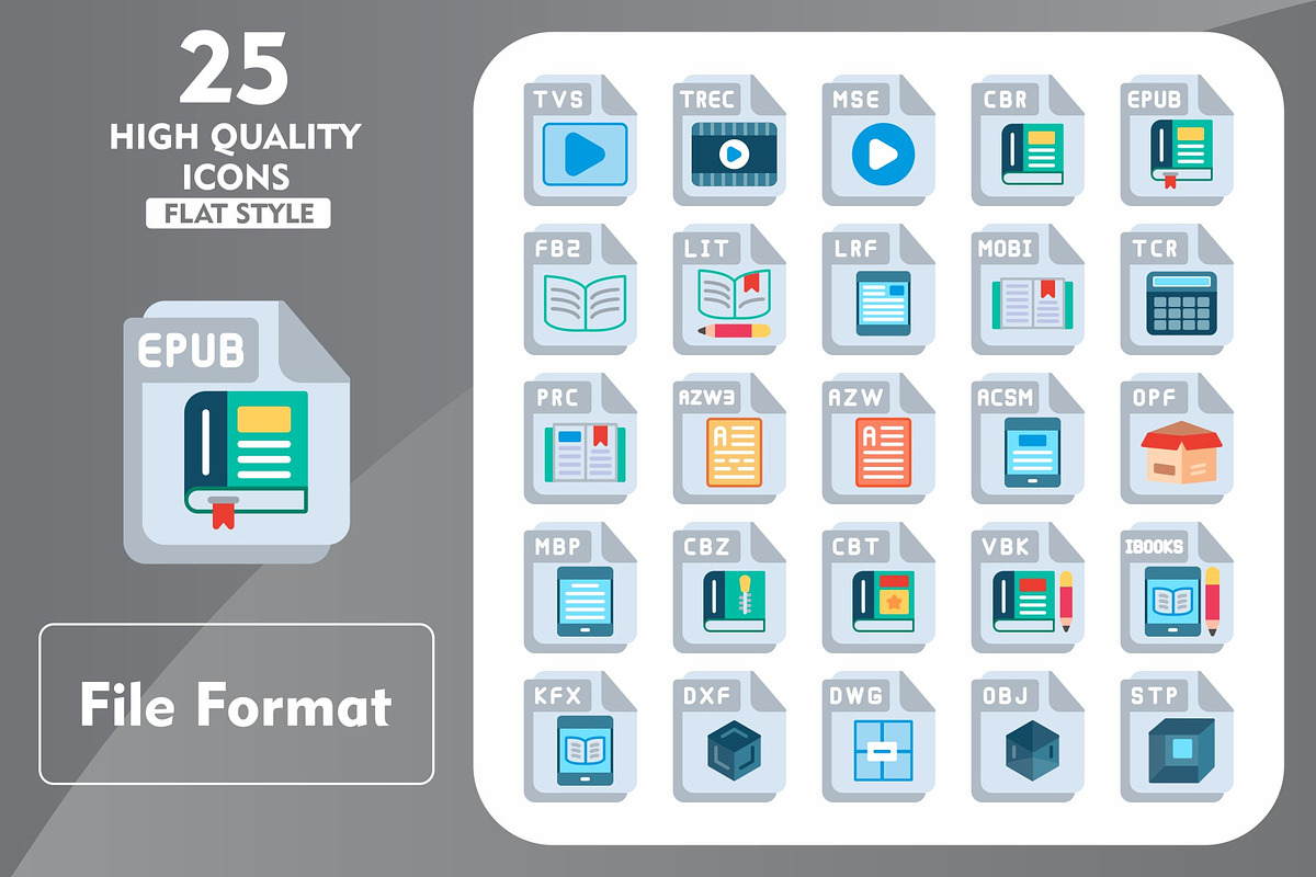 File Format Flat Icons, an Icon by Pexelpy