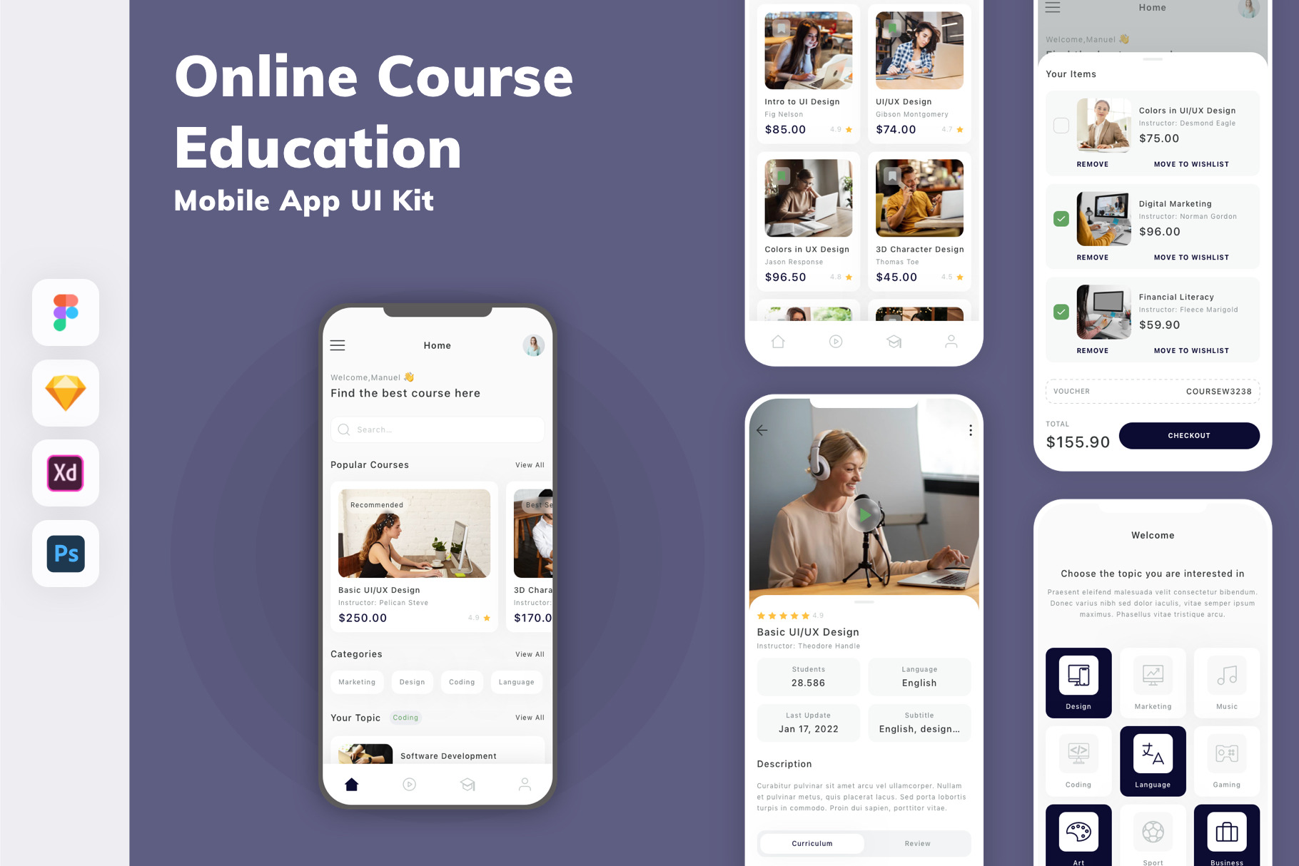 Online Course & Education Mobile App, an UI Kit Template by uicube