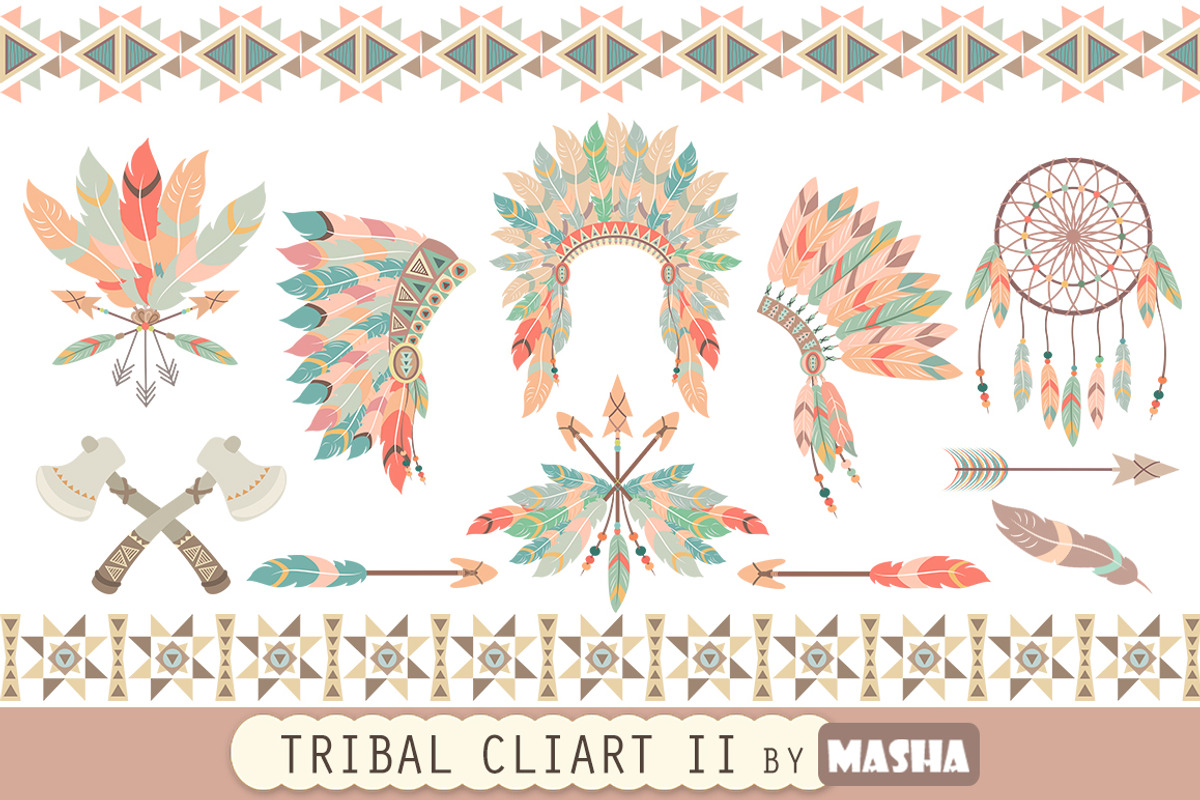 TRIBAL CLIPART, an Illustration by Masha Studio