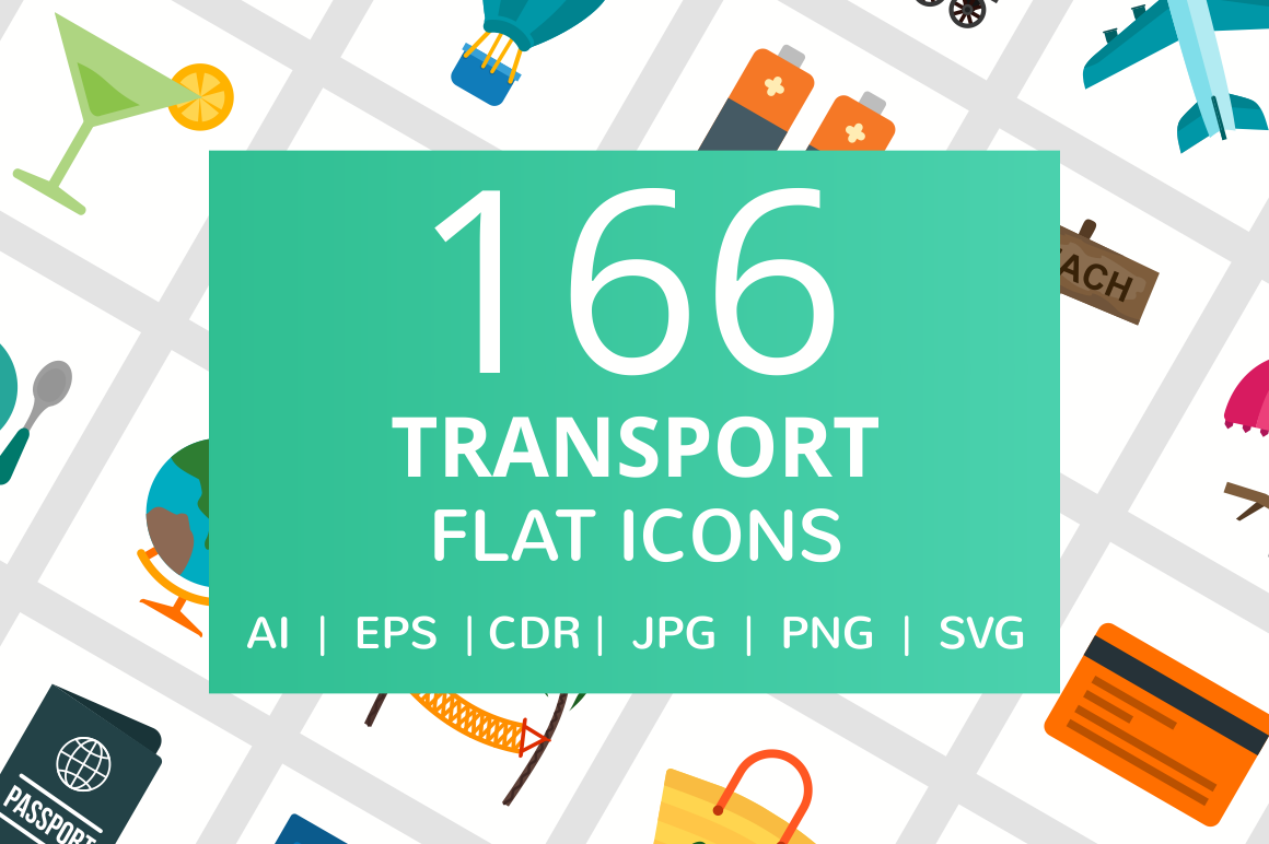 166 Transport Flat Icons | Icons ~ Creative Market
