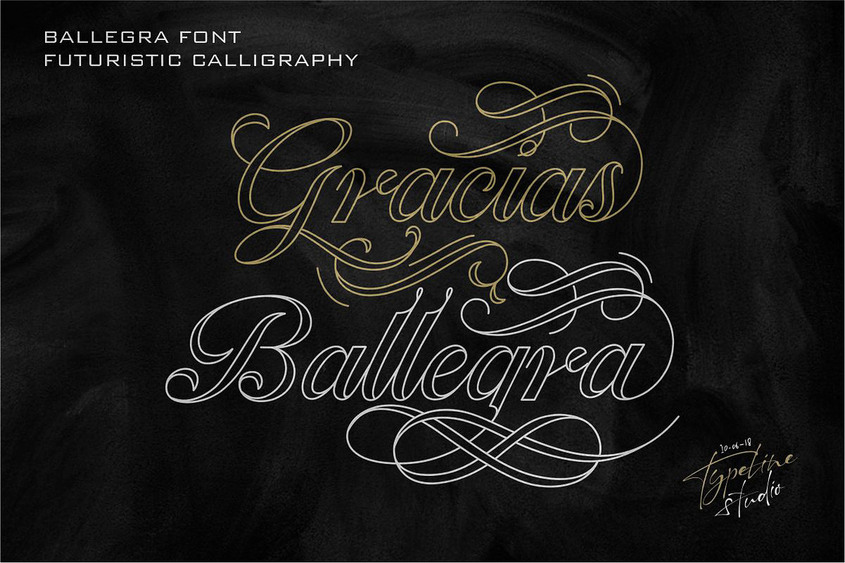 Ballegra Script Outline & Solid., a Script Font by typeline studio
