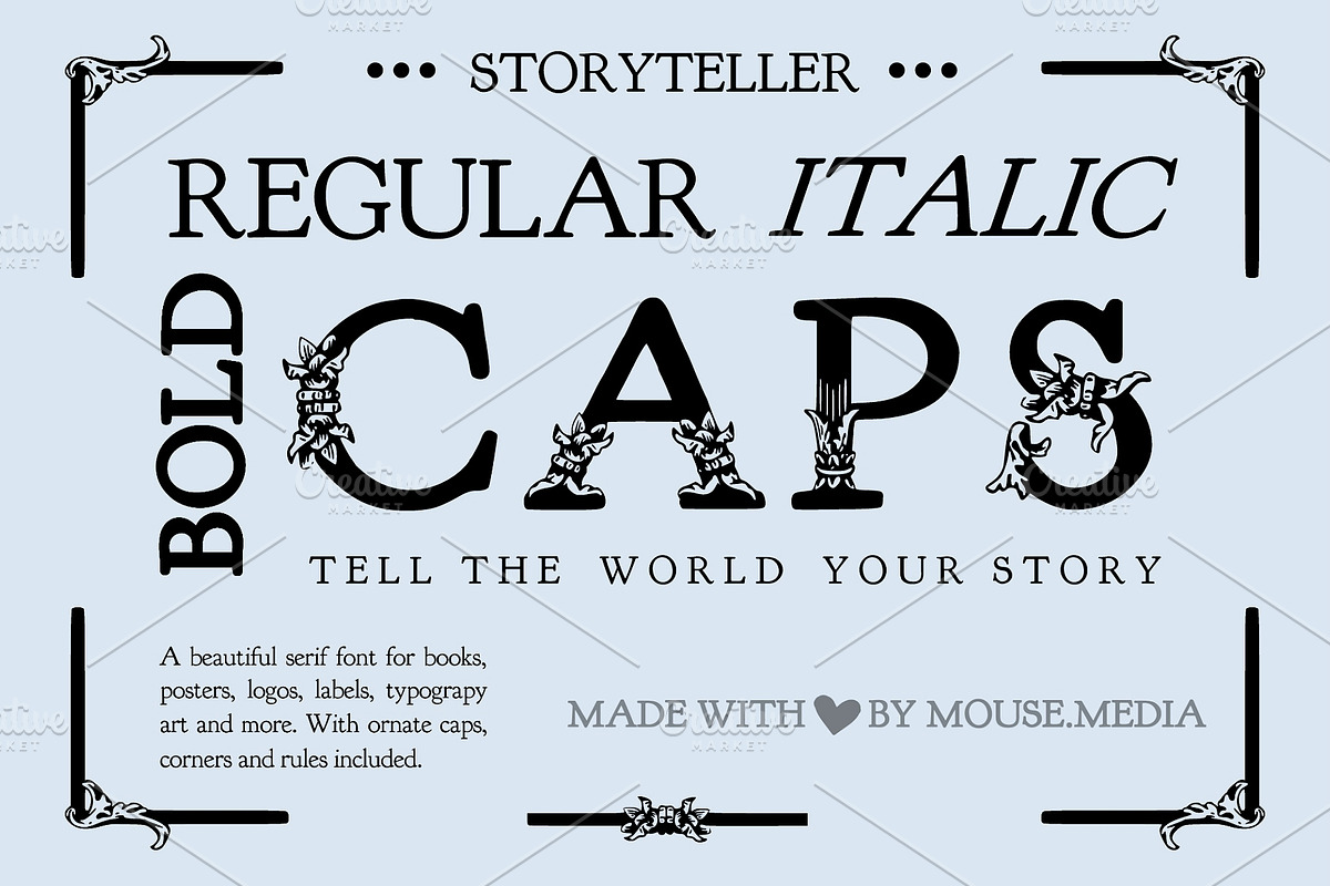 Storyteller Serif Font w Pretty Caps, a Serif Font by Storyteller Design