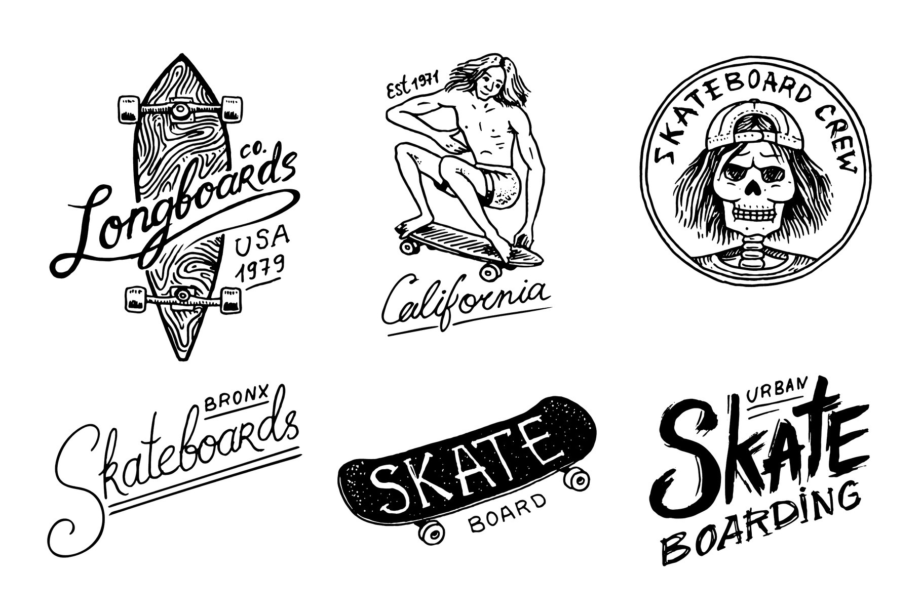 Set of Skateboarding labels, a Decorative Illustration by Arthur Balitskiy
