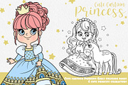 Cute cartoon Princess coloring page, an Illustration by Azuzlikus