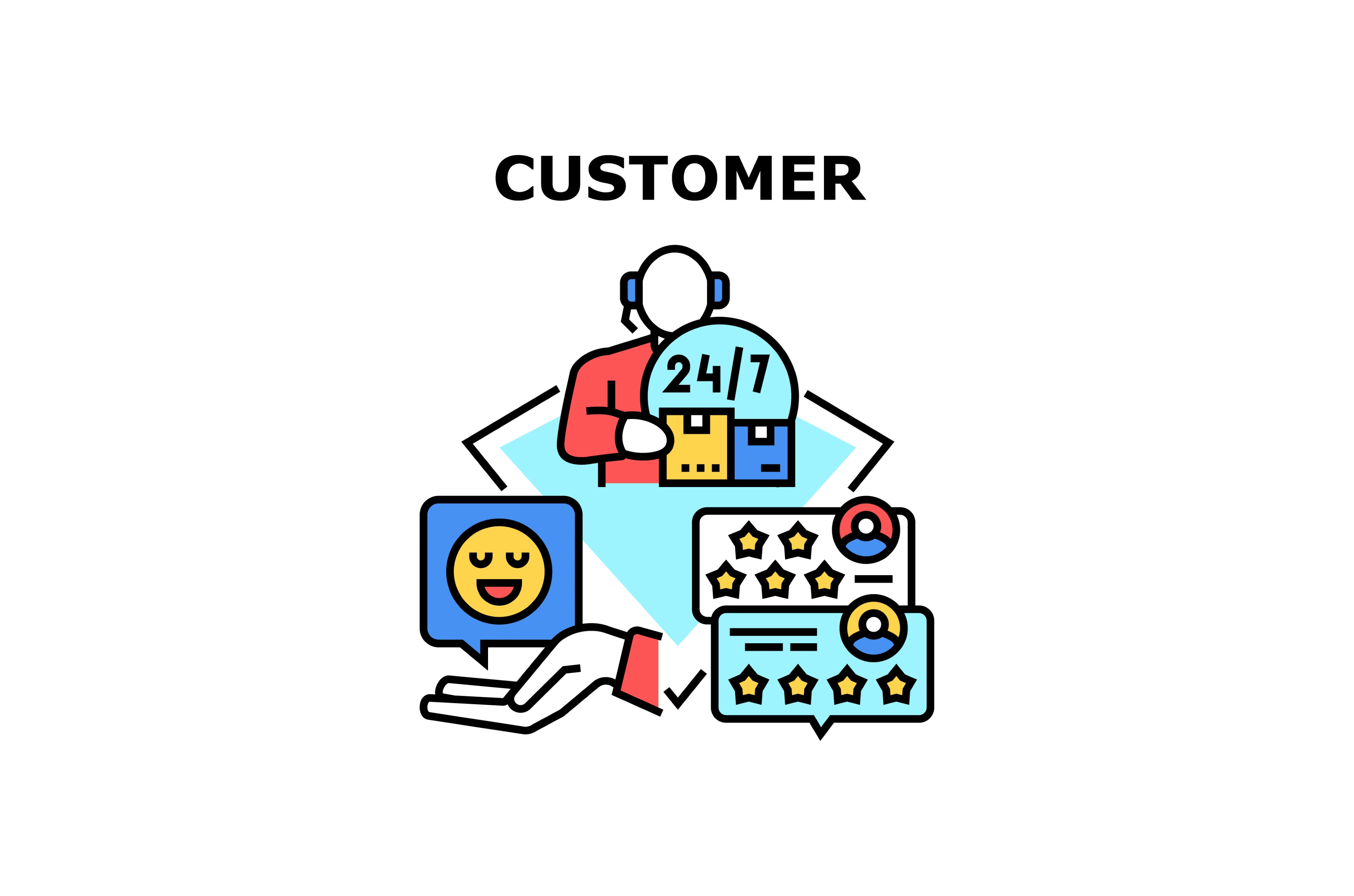 Customer Help Vector Concept Color, a Technology Illustration by ...