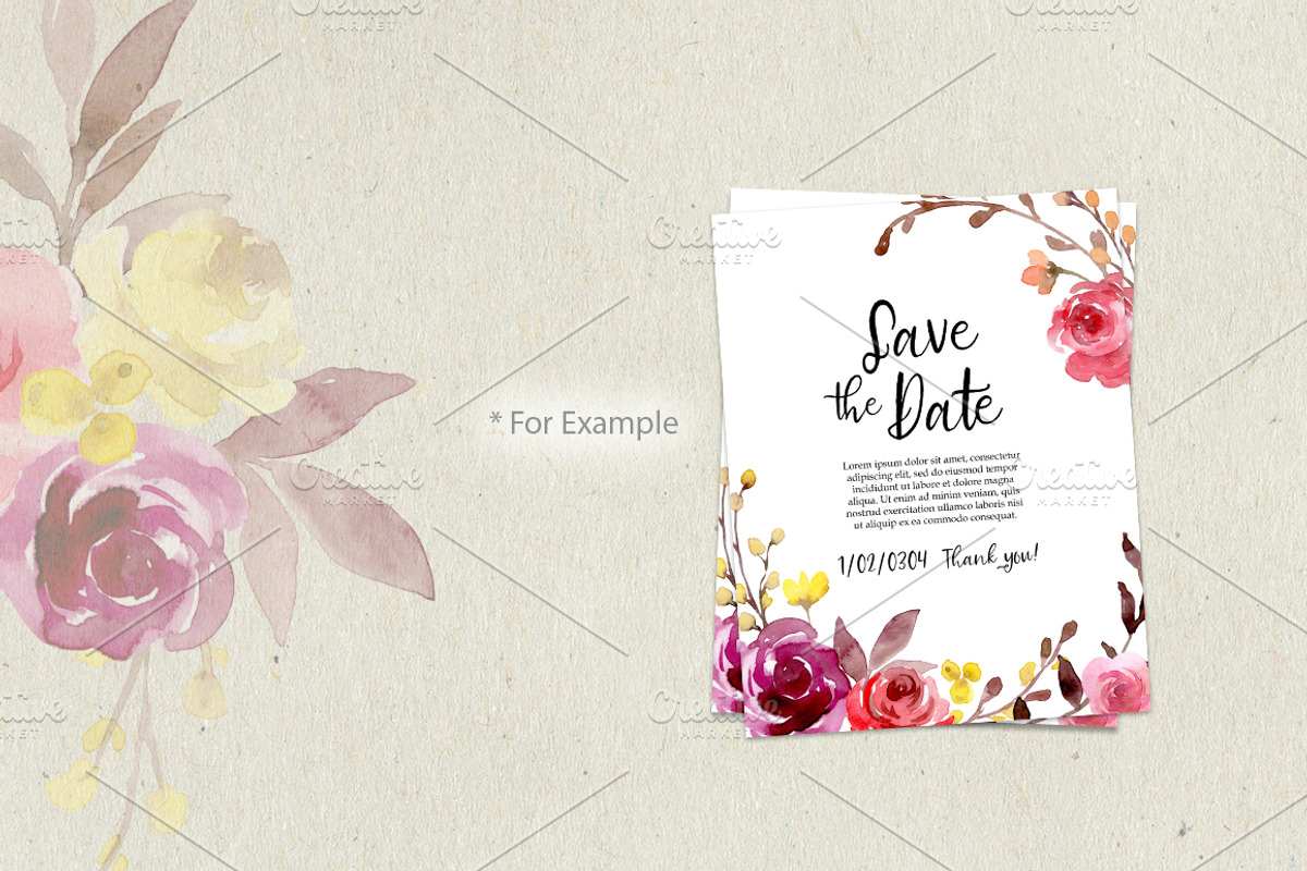 Bright Watercolor Flowers Roses PNG, an Illustration by GraphicsDish