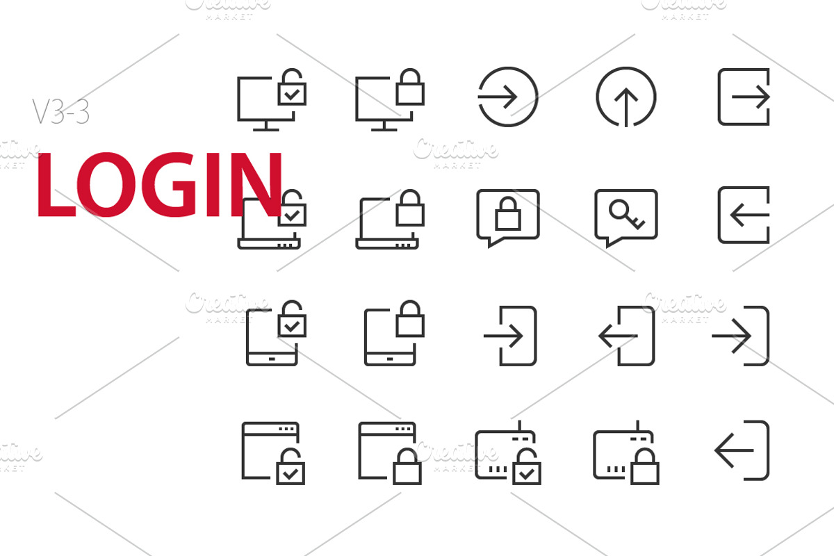60 Login UI icons, an Outline Icon by Palau