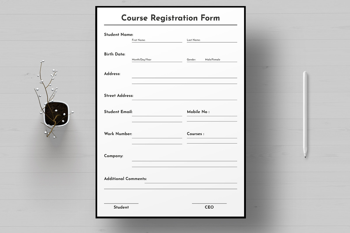 Course Registration Form Template