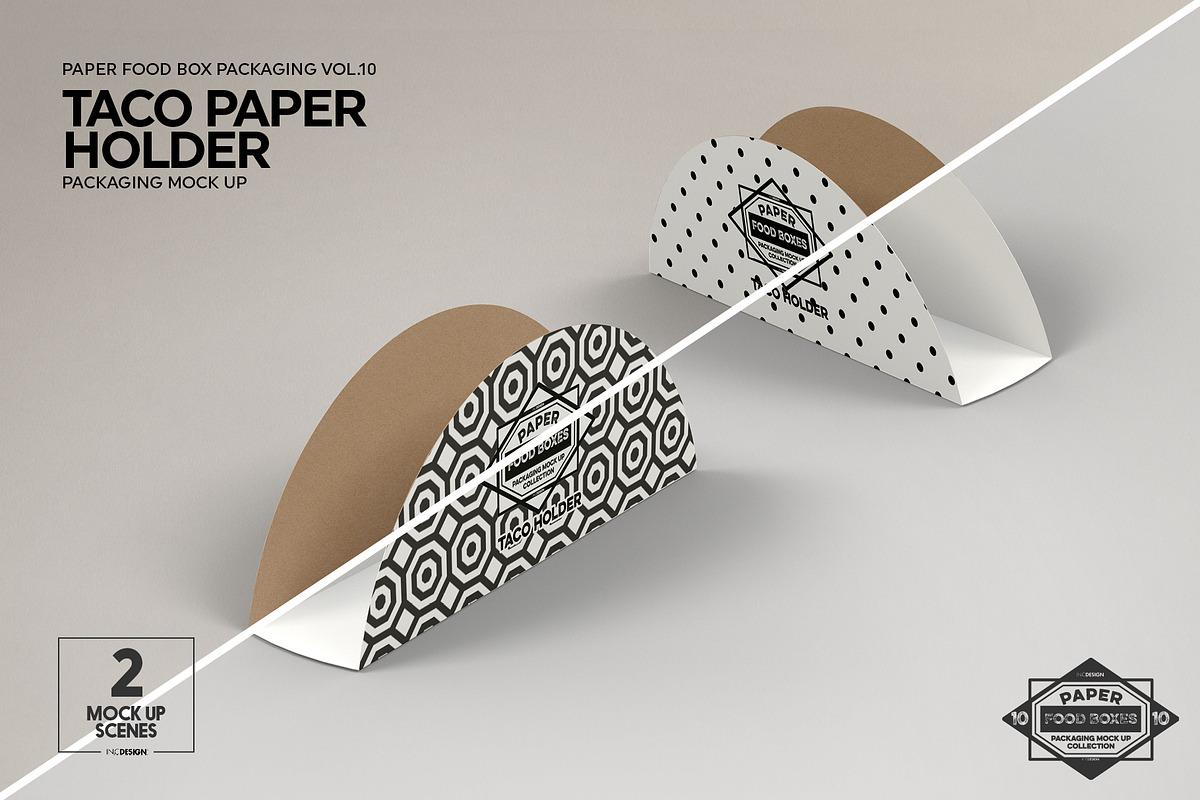 Paper Taco Holder Packaging Mockup, a Product Mockup by INCDesign