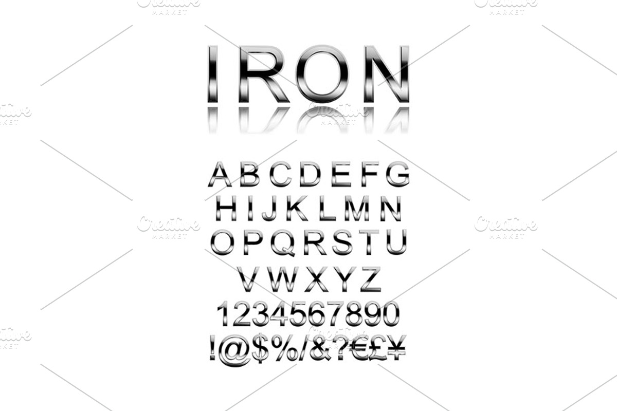 Iron alphabet letters, a Graphic by Aromeo | Creative Market