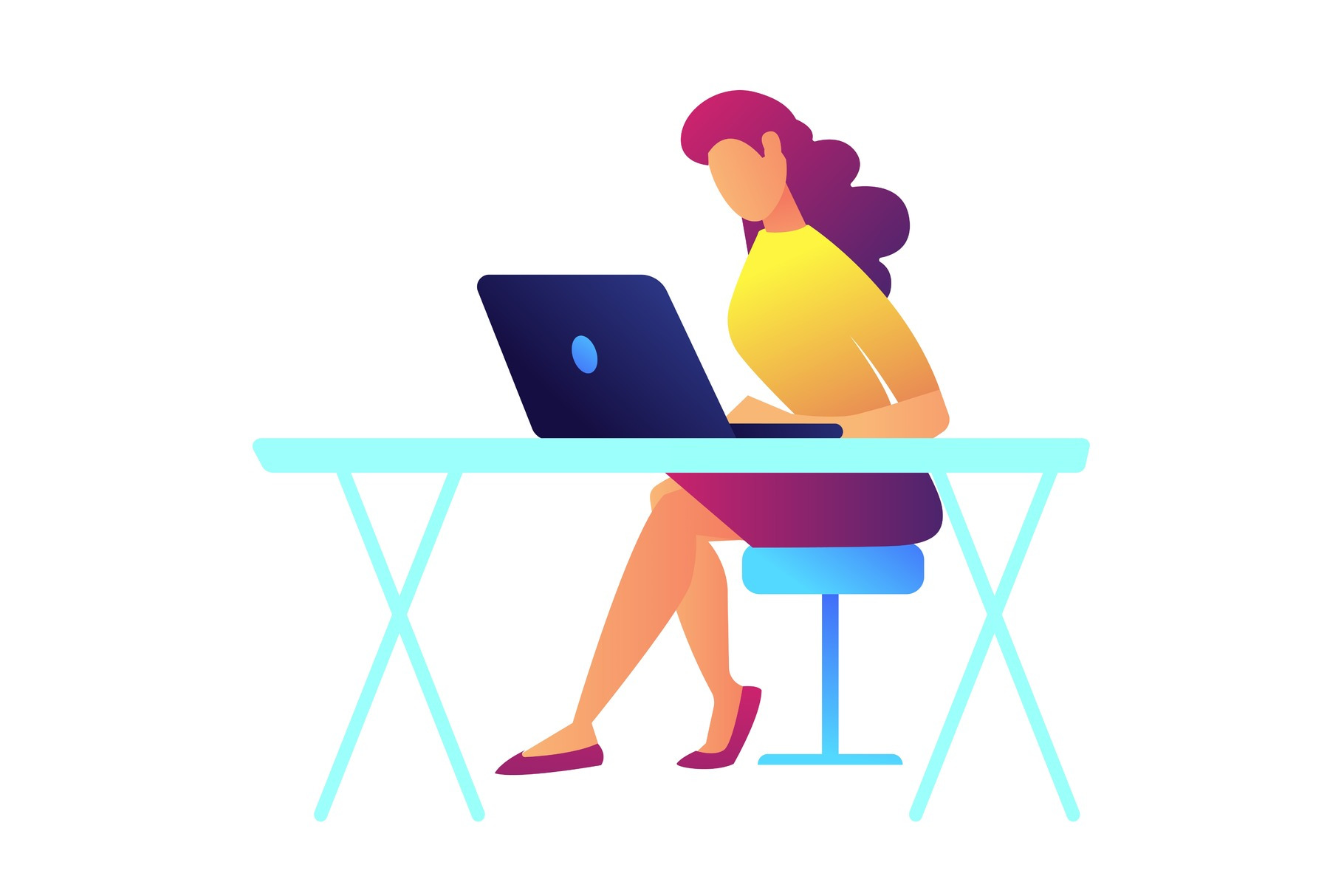 Female programmer working on laptop, an Object Illustration by Visual ...