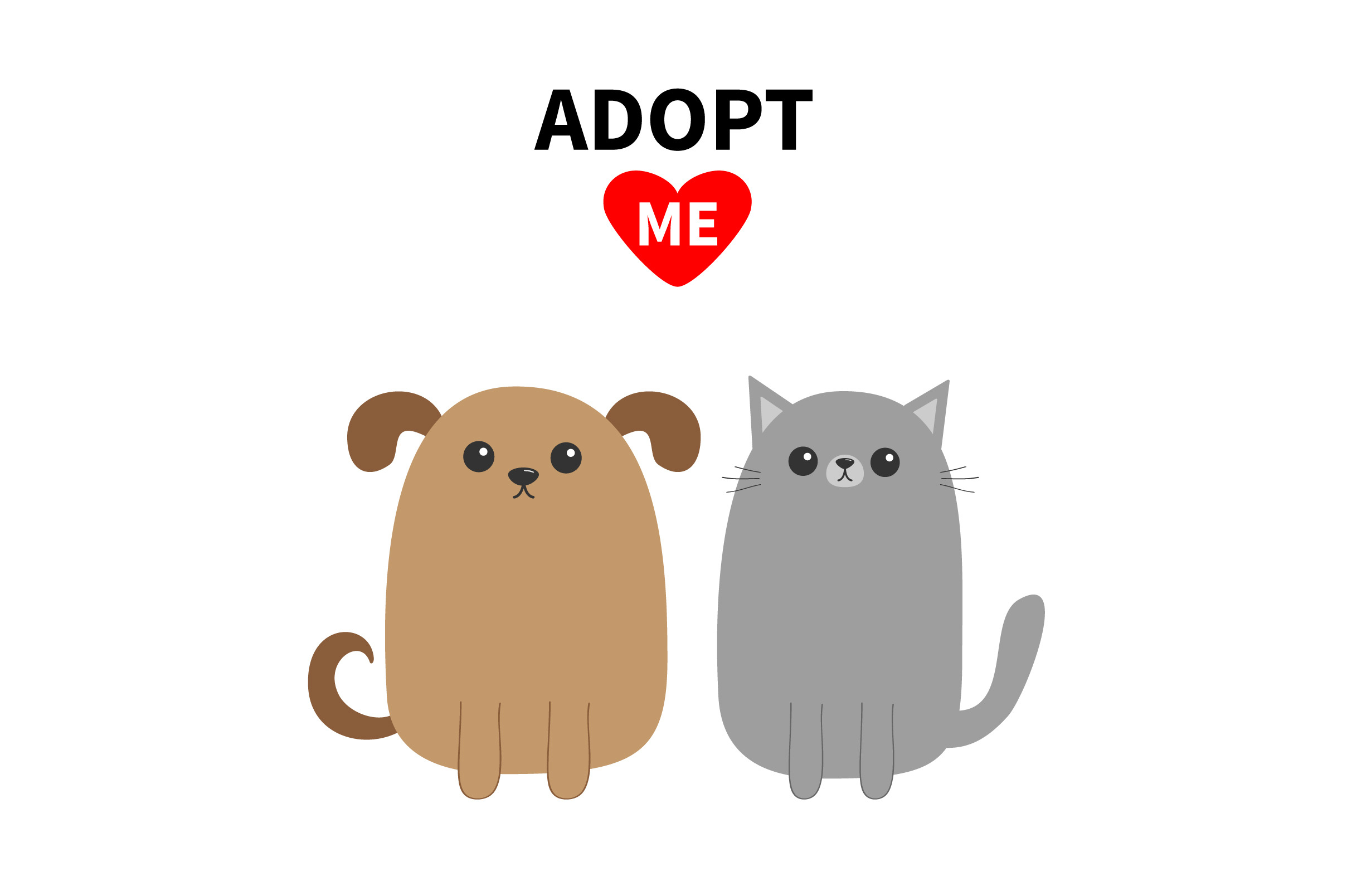 Cat and dog. Adopt me. | Animal Illustrations ~ Creative Market