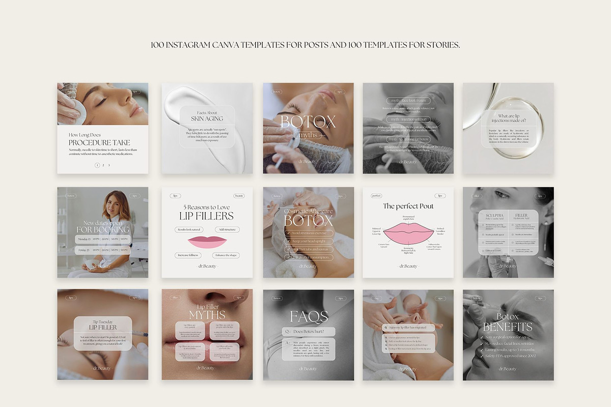 200 Botox and Lip Fillers Canvas Instagram Templates