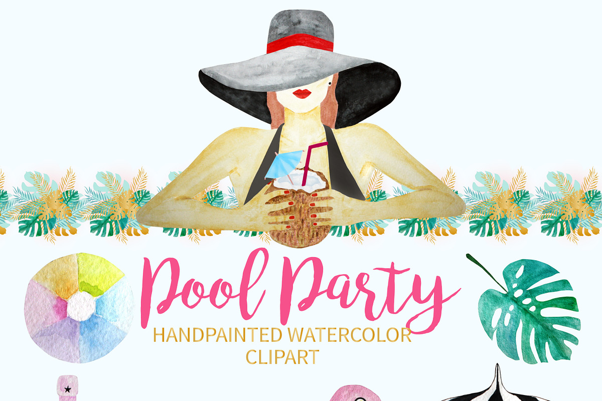 Pool Party Clipart Png, an Illustration by Annakristal