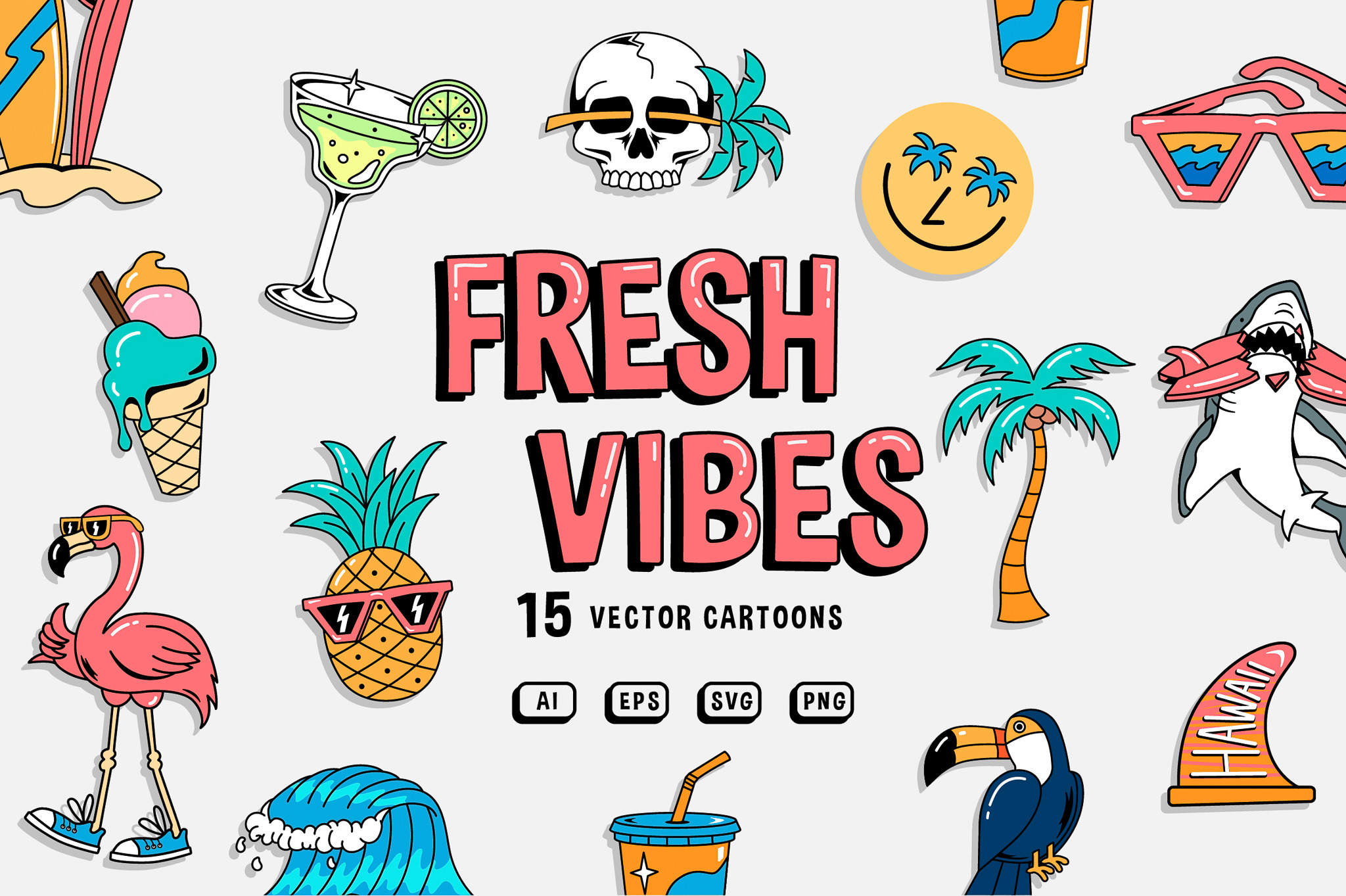 Fresh Vibes Vector Cartoons, an Illustration by cd-design.co | Creative ...