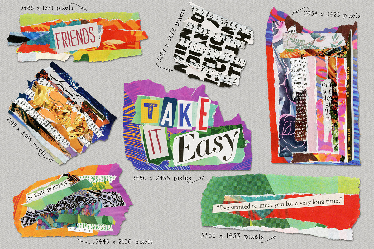 Paper Collage Pngs and Backgrounds