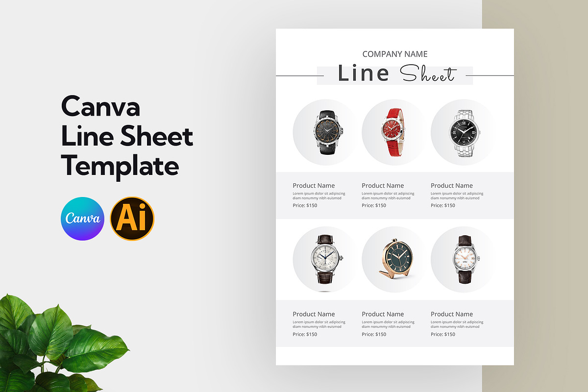 Wholesale Line sheet Template Canva