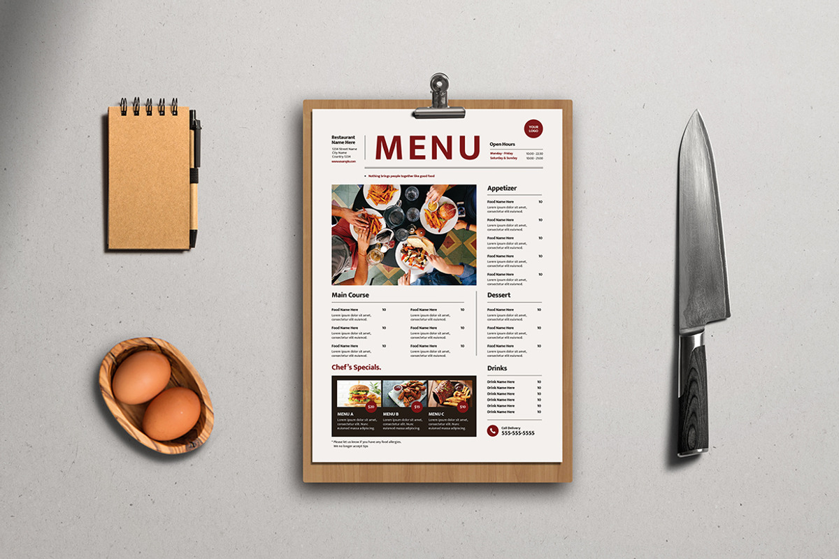 Newspaper Food Menu, a Flyer Template by VectorVactory