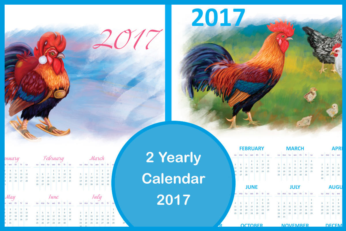 Printable Calendar 2017 'Rooster+', an Animal Illustration by Viraiv ...