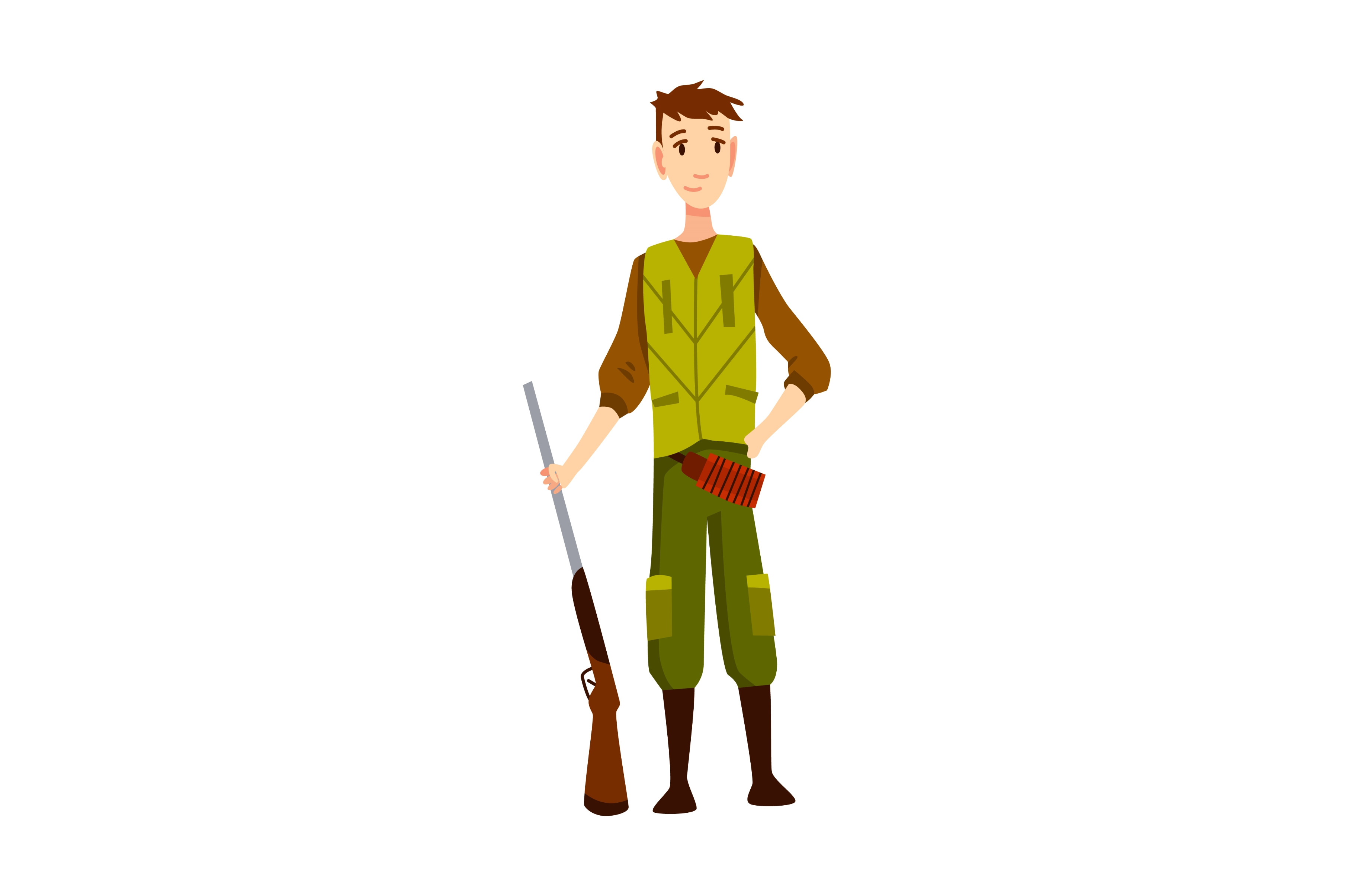 Hunter character with rifle, a Person Illustration by Things for designers
